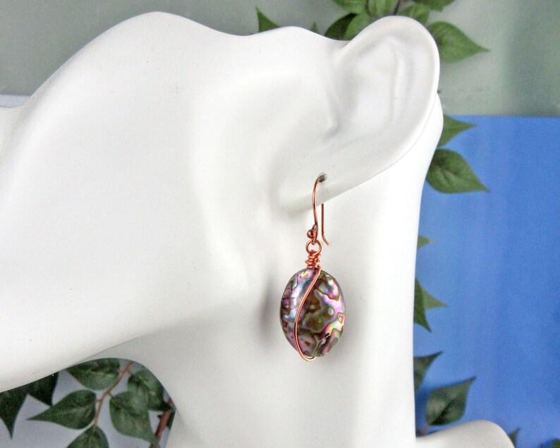 Paua Shell Earrings Abalone Shell Mother of Pearl Copper - Etsy