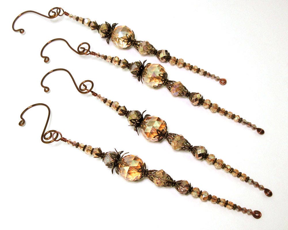 Crystal Suncatcher Icicle Ornament Coppery Peach Glass | Etsy