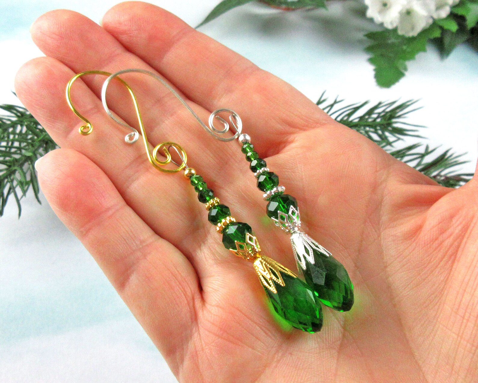 Icicle Ornament, Miniature Tree Ornament, Crystal Suncatcher, Christmas ...