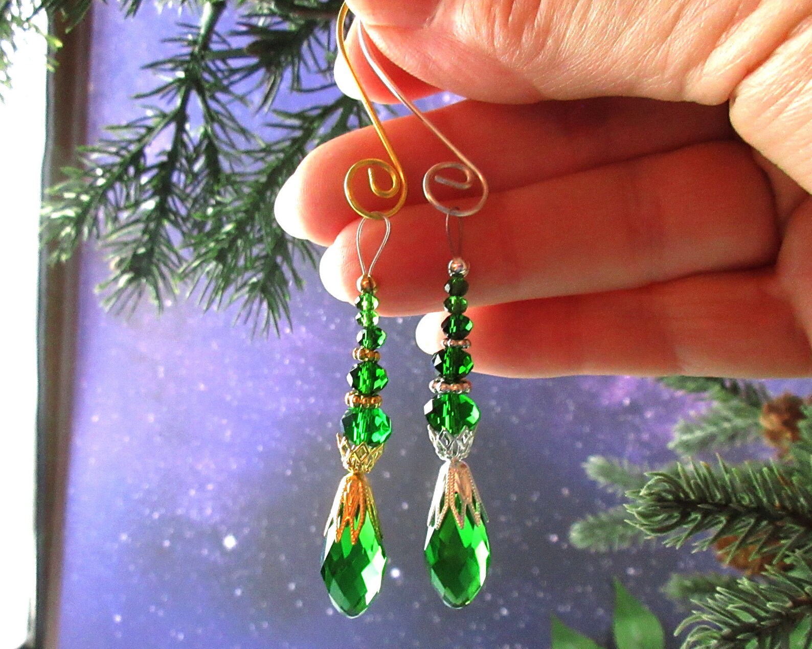 Icicle Ornament, Miniature Tree Ornament, Crystal Suncatcher, Christmas ...