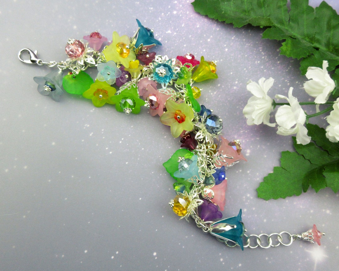 Lucite Flower Bracelet Victorian Style Floral Jewelry Bouquet Of