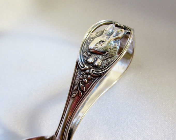Antique Sterling Silver Baby Spoon Bunny Rabbit Curved Handle - Etsy