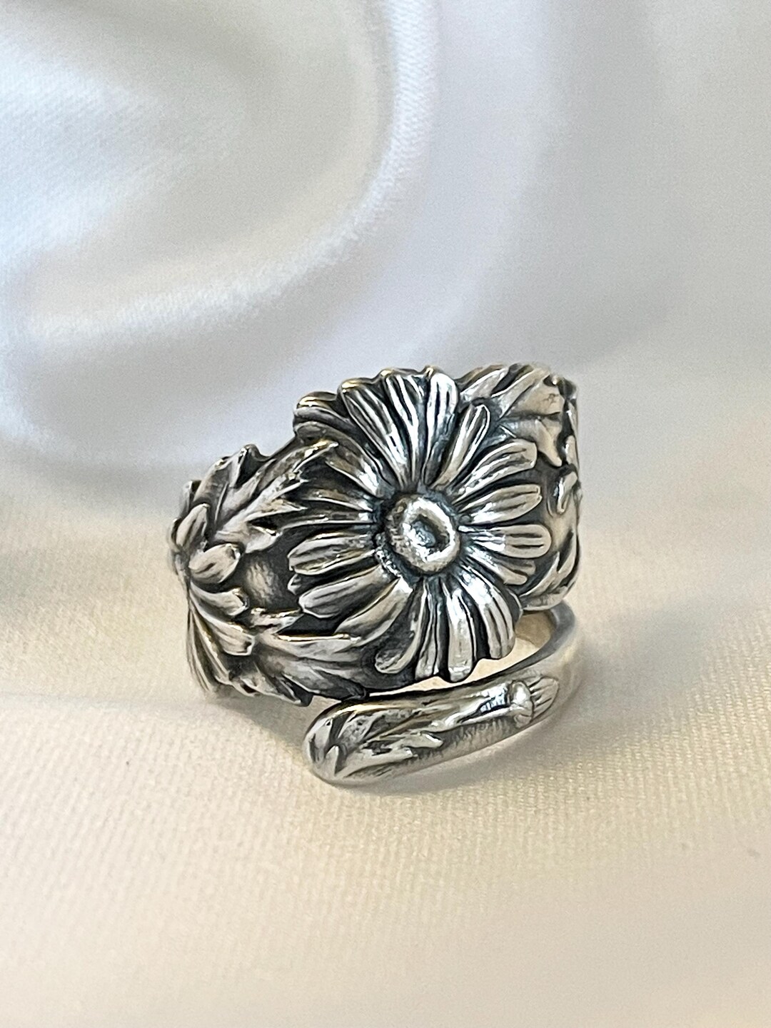 Daisy Spoon Ring, Sterling Silver July Birth Flower, Antique Art ...