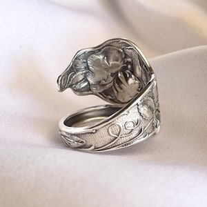 Rose Blossom Spoon Ring Sterling Art Nouveau Flower Ring June Birthday ...