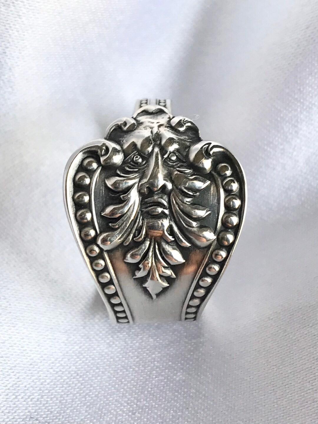 Green Man Spoon Ring Sterling Silver Antique Spoon Ring Celtic Woodland ...
