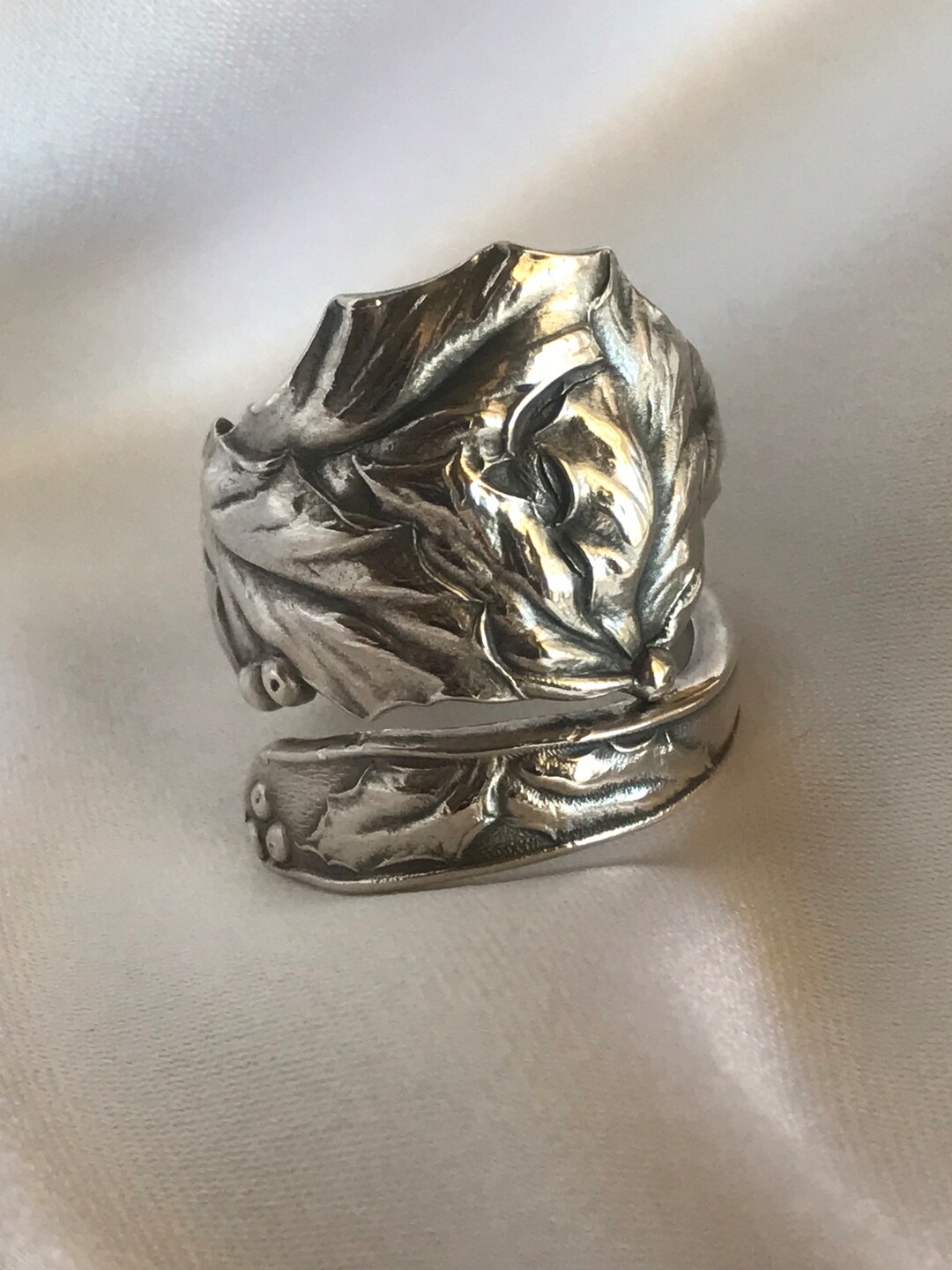 Holly Mistletoe Spoon Ring Sterling Silver Holiday Jewelry - Etsy
