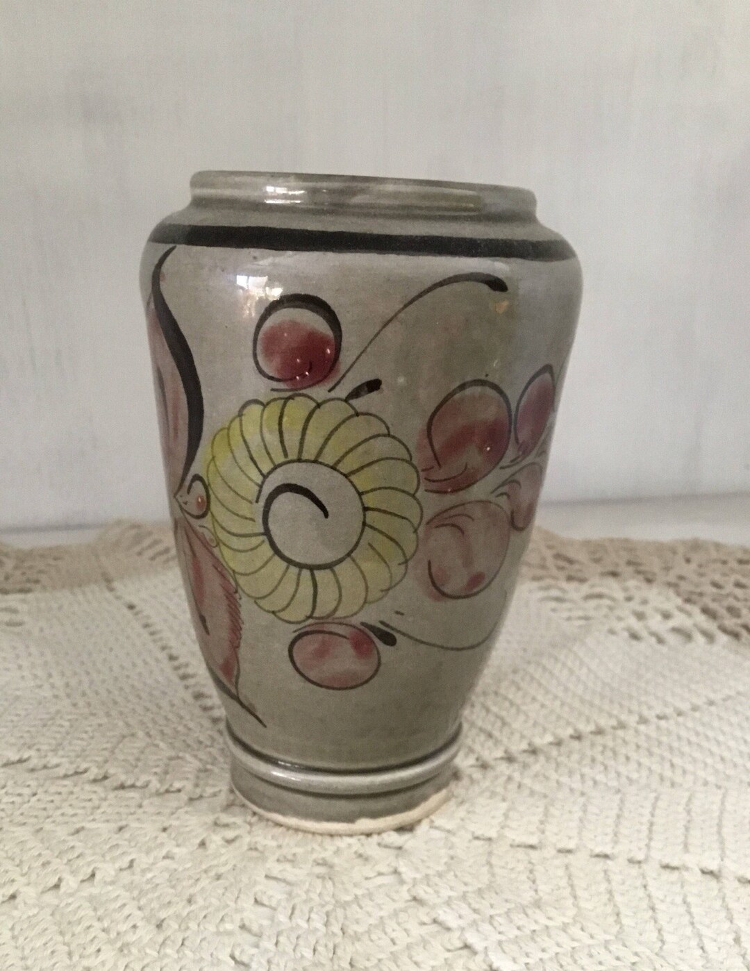 Vintage Mexican Pottery Bud Vase 1970's Floral Design - Etsy