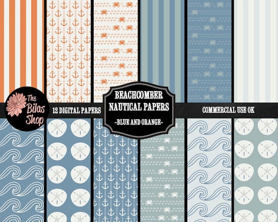 Ocean Digital Paper Beach Theme Scrapbook Paper Instant | Etsy