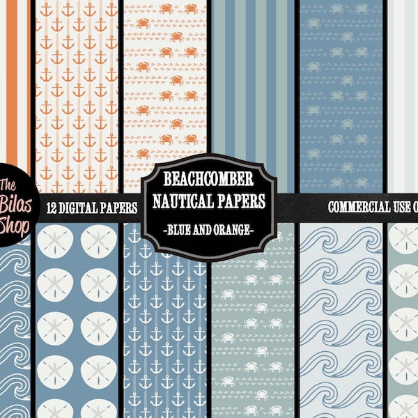 Nautical Themed Digital Paper - Etsy