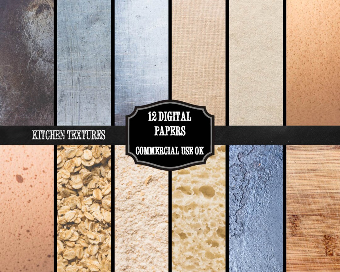 Kitchen Textures Digital Scrapbooking Paper Pack, Metal Texture Paper ...