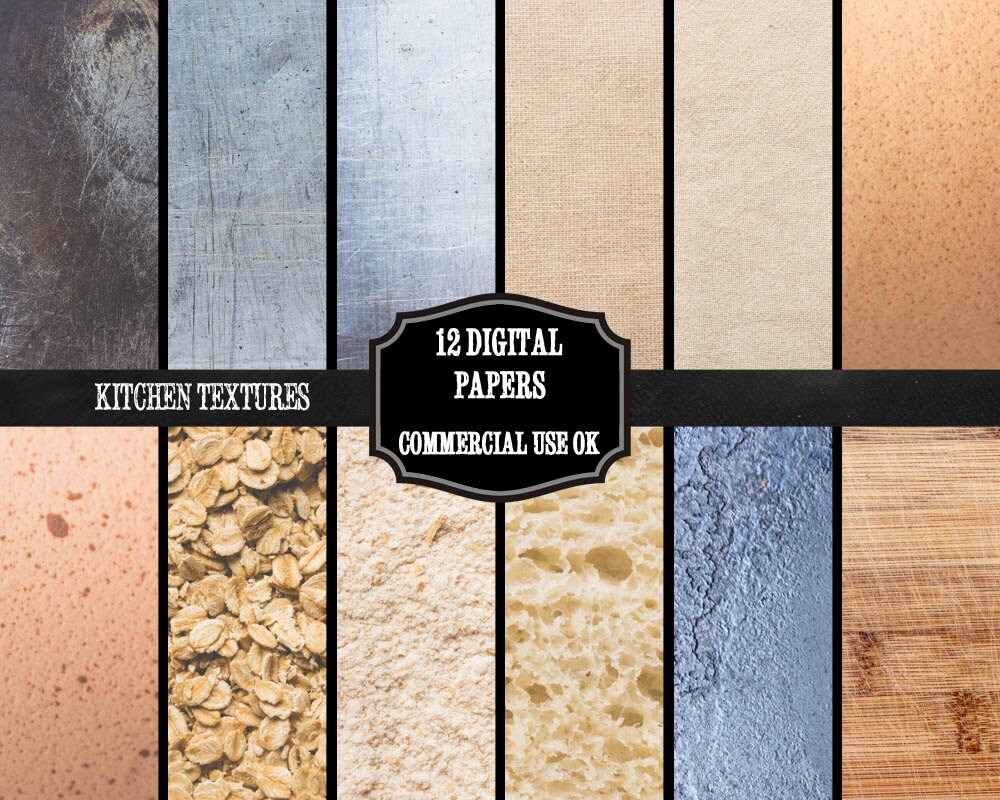 Kitchen Textures Digital Scrapbooking Paper Pack, Metal Texture Paper ...