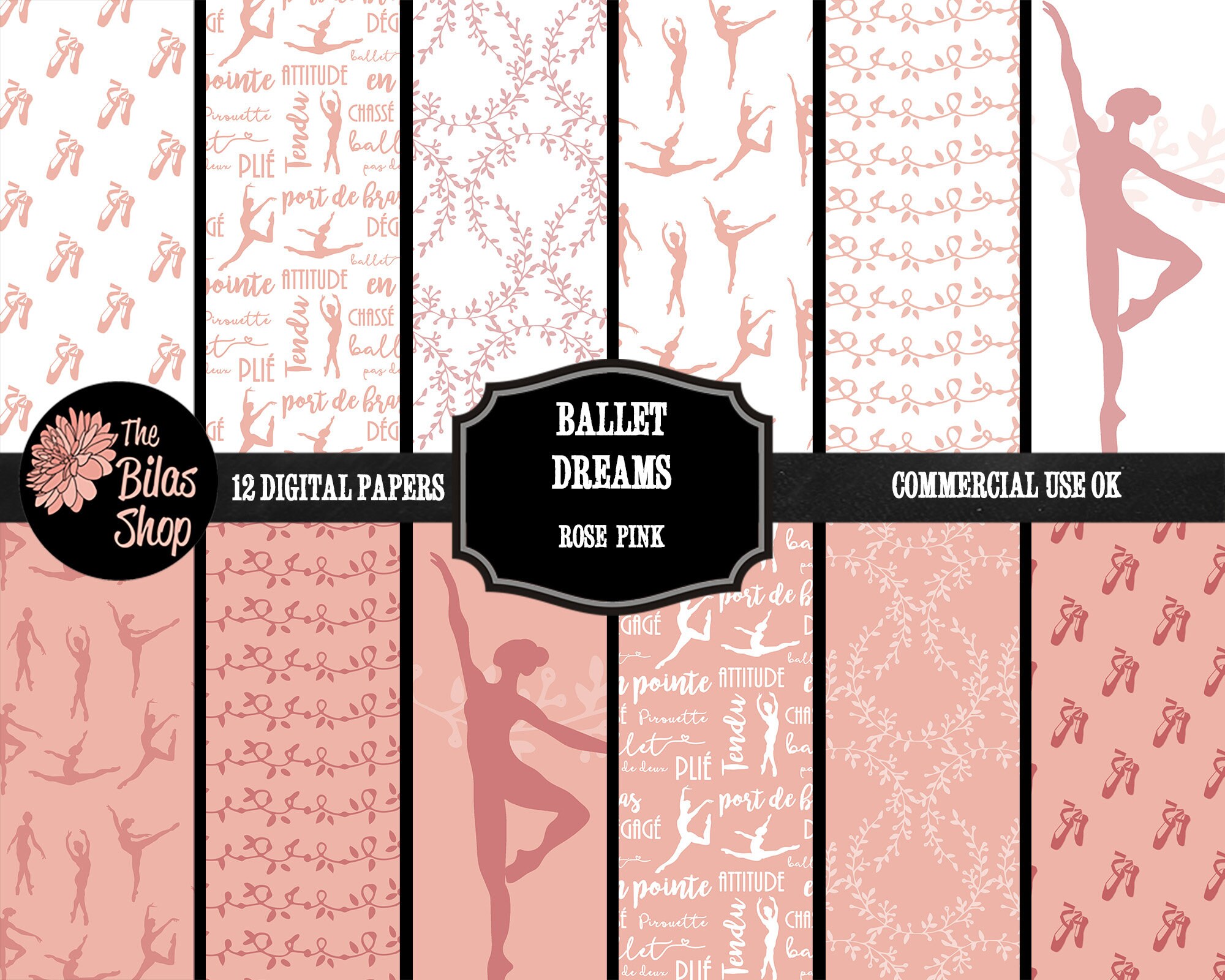 Ballet Digital Paper, Ballerina Theme Scrapbook Paper, Instant Download ...