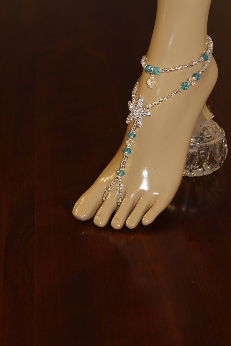 Barefoot Sandals Set Crystal Bridal Foot Jewelry and Crystal | Etsy