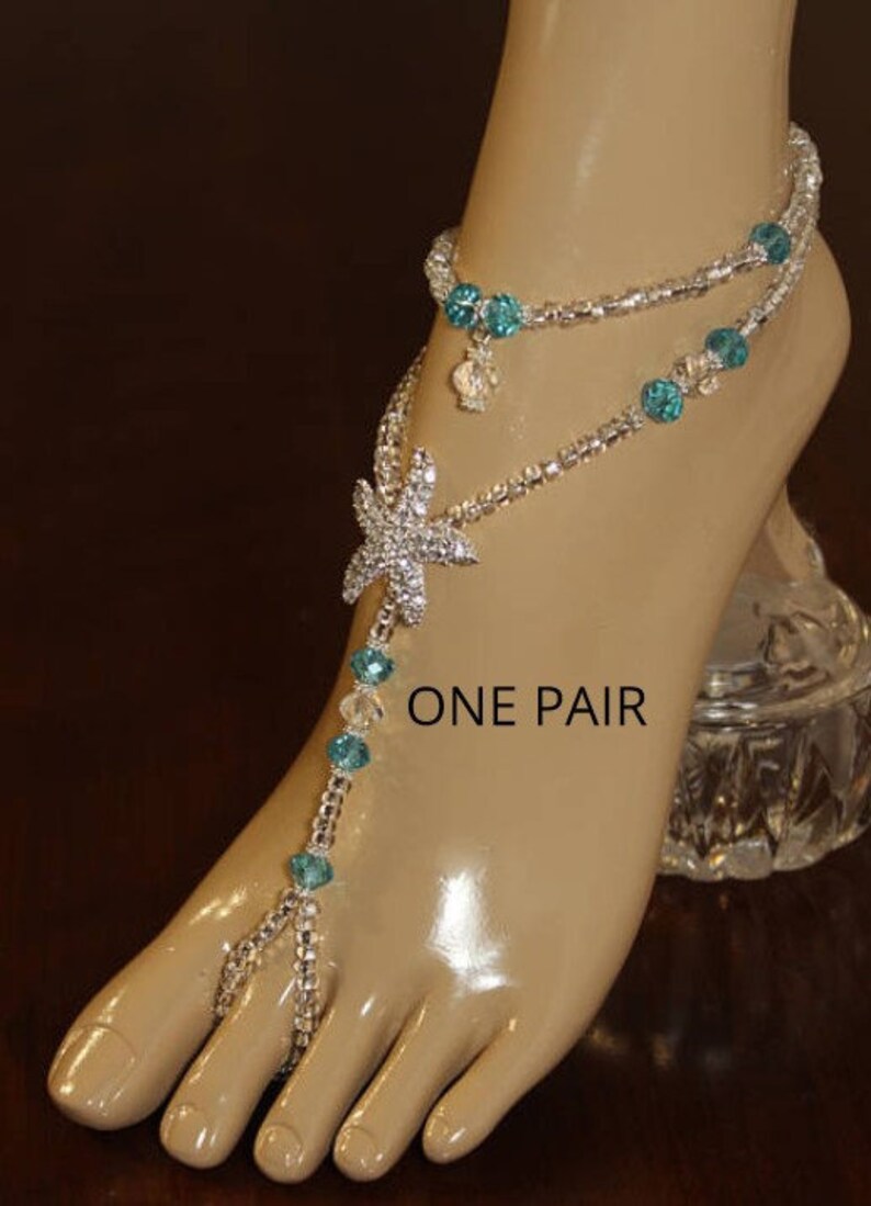 Barefoot Sandals Set Crystal Bridal Foot Jewelry and Crystal | Etsy