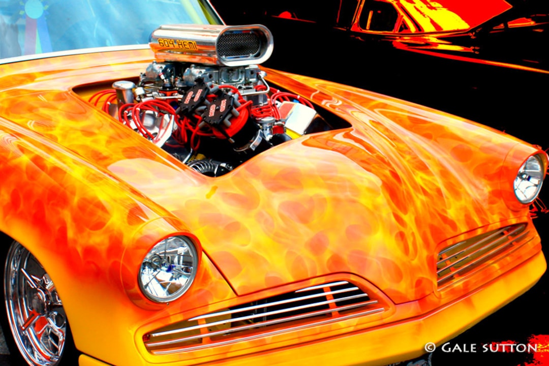 Muscle Car, Fine Art Photo, Car Art, Man Cave, Orange, Hemi Engine ...