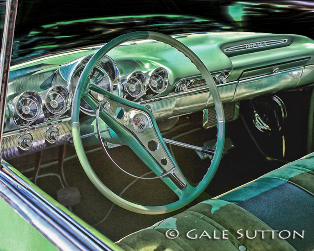 1960 Chevy Impala, Classic Car, HDR Photo, Mint Green, Impala Interior ...