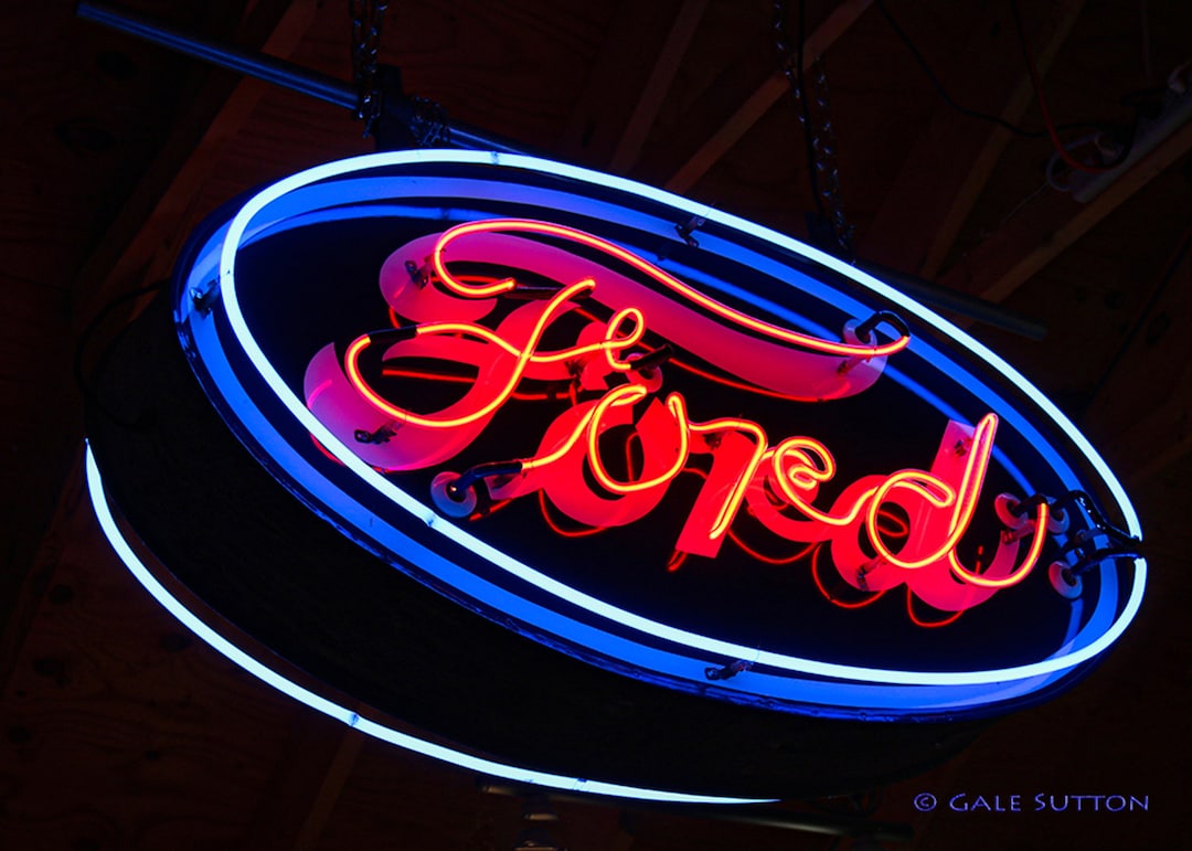 Fine Art Photo, Retro Art, Old Neon Ford Sign, Route 66 Art, Vintage ...