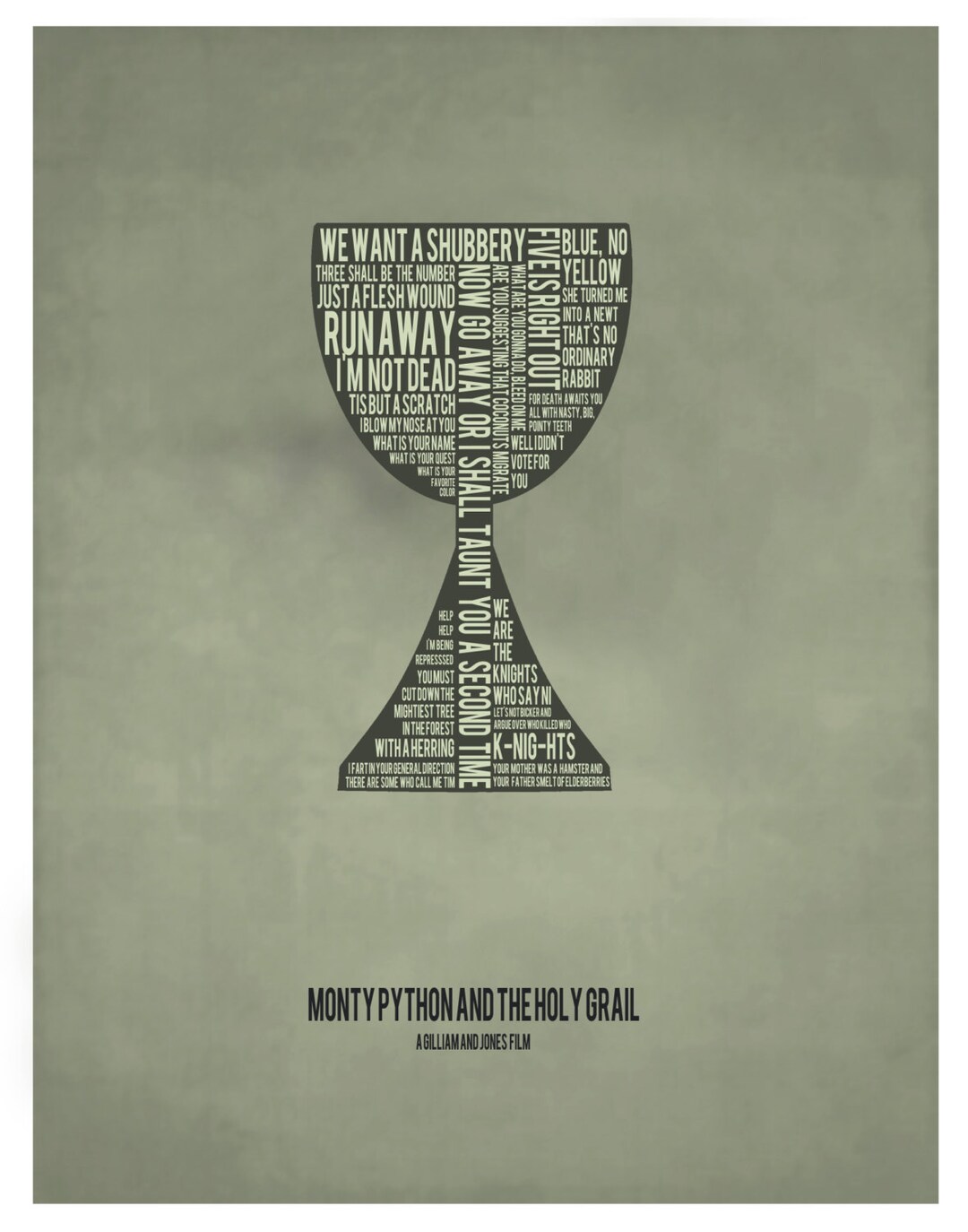 Minimalist Monthy Python Poster/Print with Quotes Holy Grail - Etsy.de
