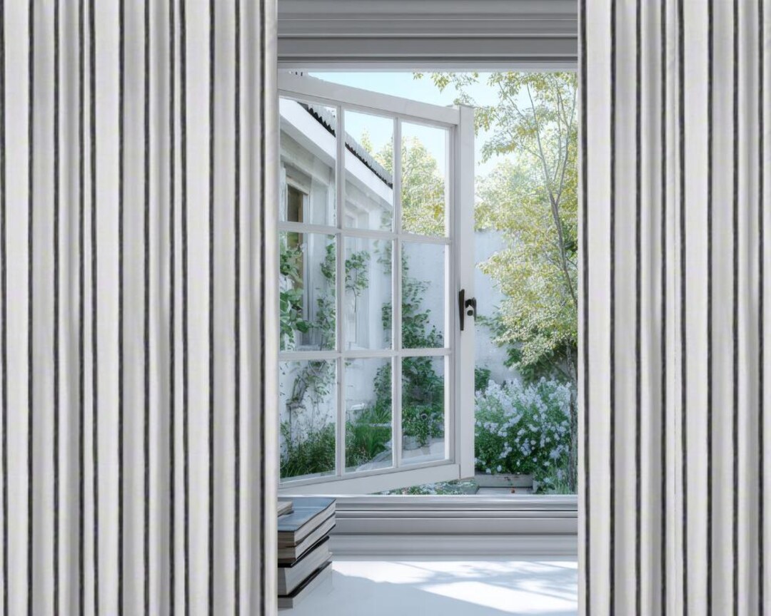 Miles Curtains: Any Length, 1/2 Inch Striped 25" - 100 " Wide, Extra ...