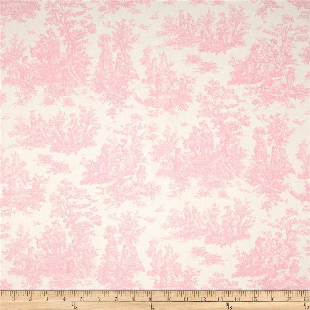 Baby Pink Toile Curtains: Any Length, 25 Inch - 100 Inch Wide, Extra ...