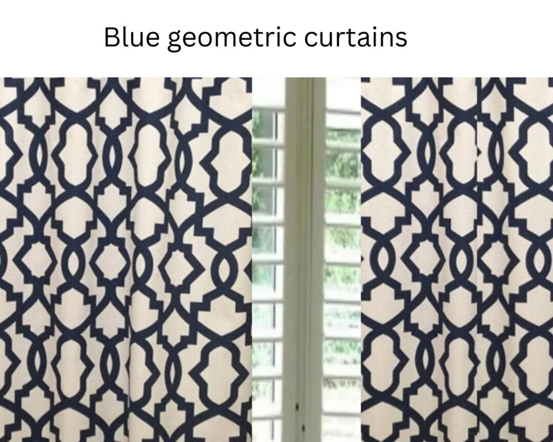 Sheffield Blue Geometric Curtains From Small Window Curtains Through ...