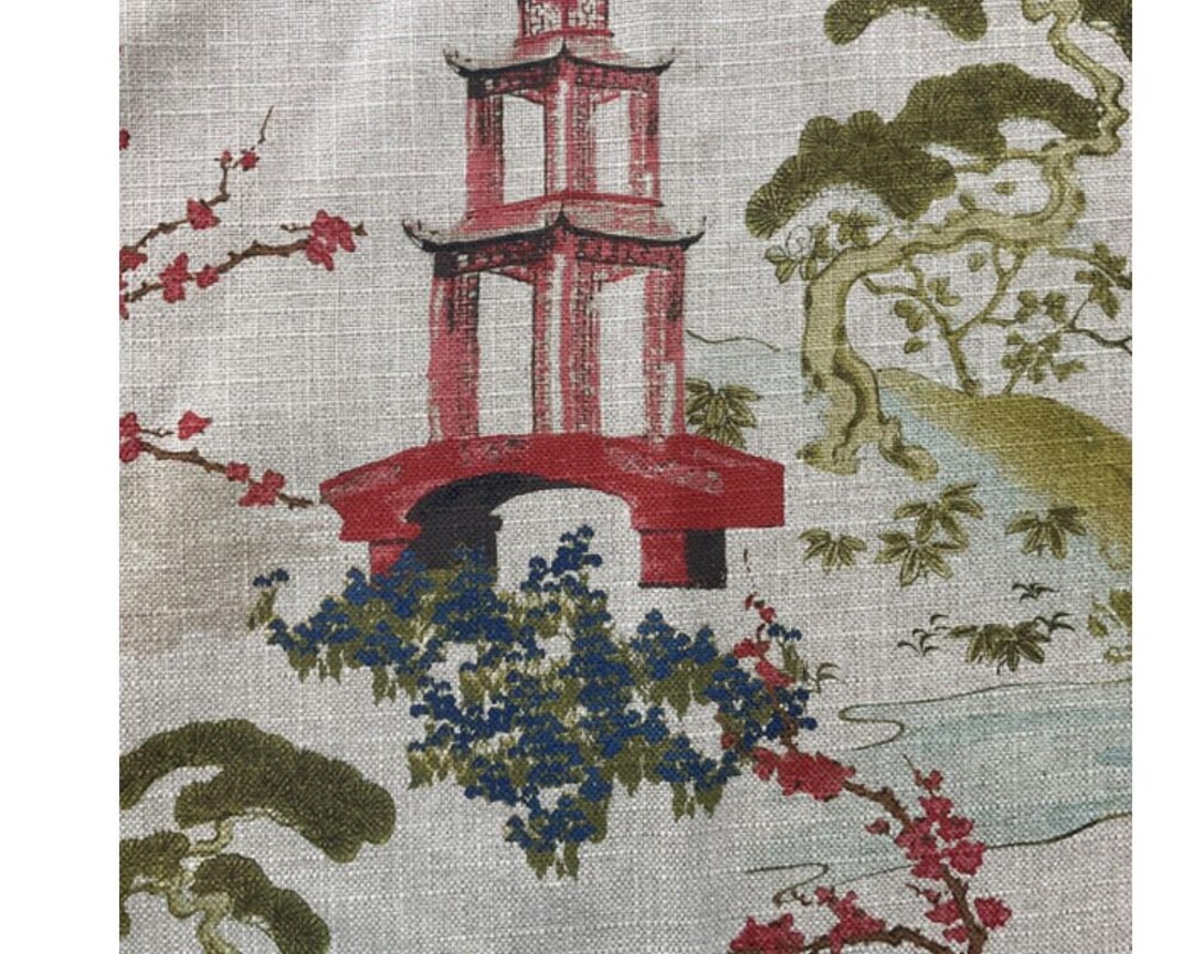Zen Snow Curtains: Asian Pagoda Extra Long Drapes - Any Length - Etsy