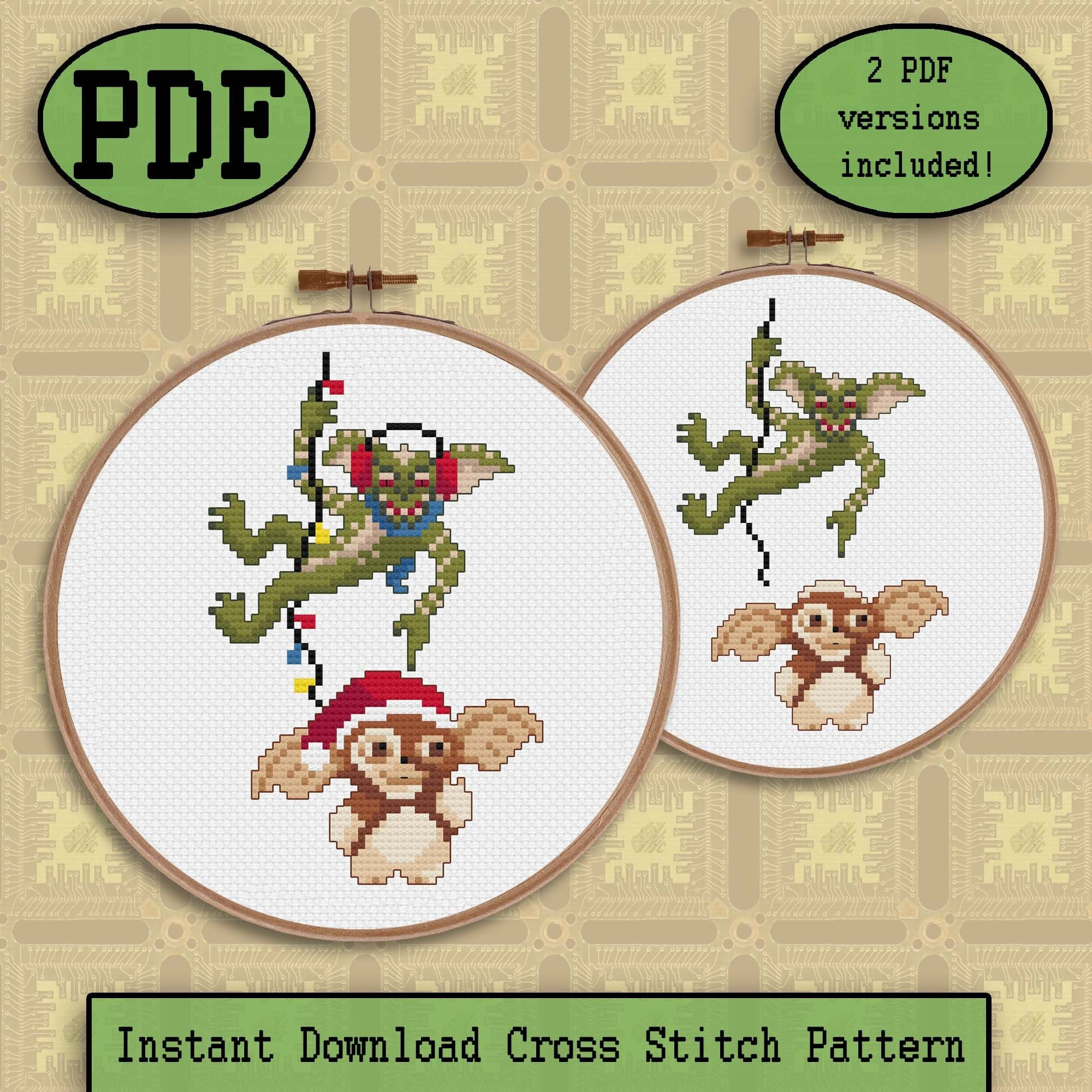 Gremlin Cross Stitch Pattern, Monster Movie Cross Stitch, Christmas ...