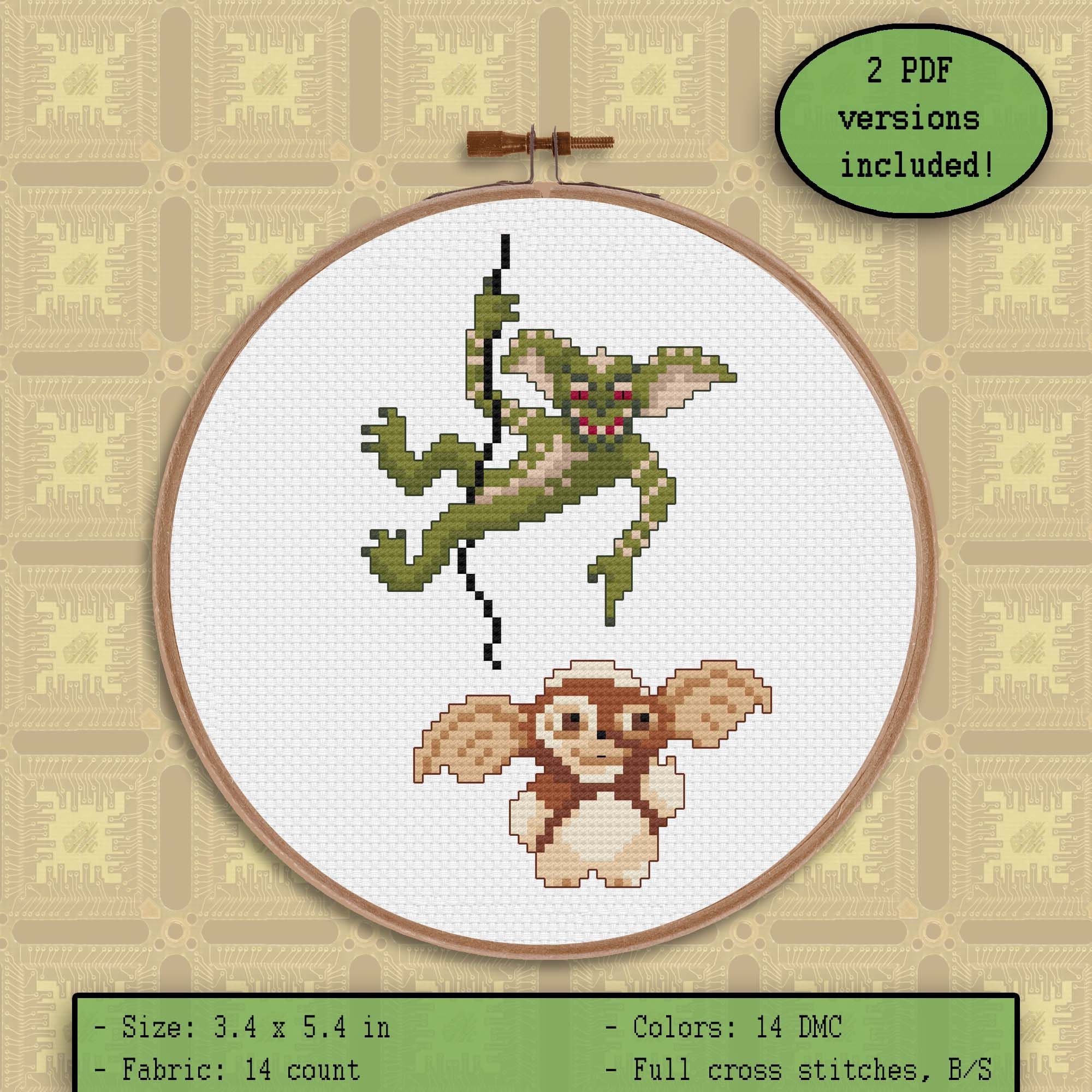 Gremlin Cross Stitch Pattern, Monster Movie Cross Stitch, Christmas ...