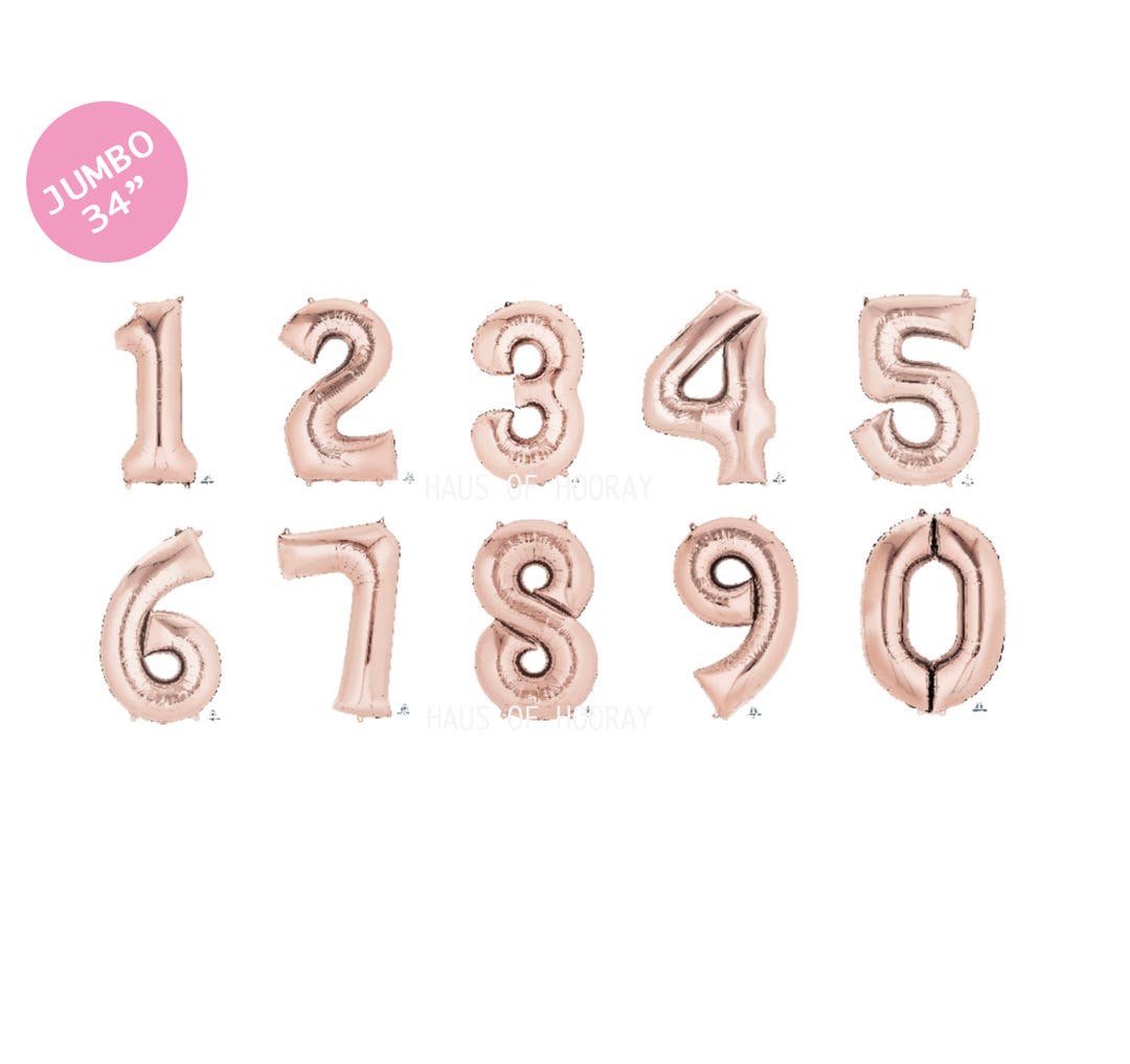 34 Rose Gold Letter & Number Balloons Helium Fill Balloon Mylar Foil ...