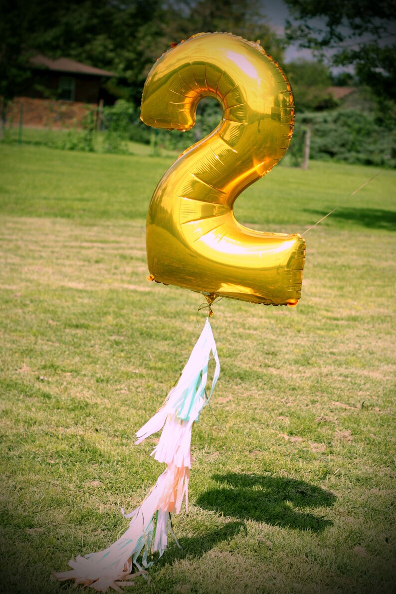 Jumbo Number Balloon With Tassels Birthday Milestone Gold - Etsy