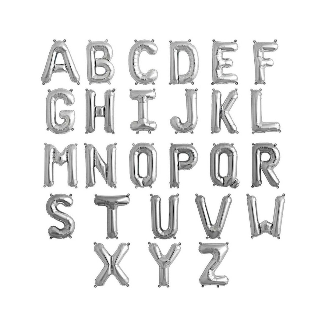 16" Silver Letter & Number Balloons - Air Fill Balloon - CUSTOM Balloon ...