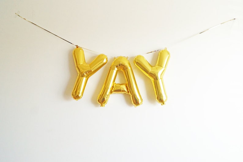 YAY Letter Balloon Banner - 16" Air Fill - Cheers Hooray Celebrate ...