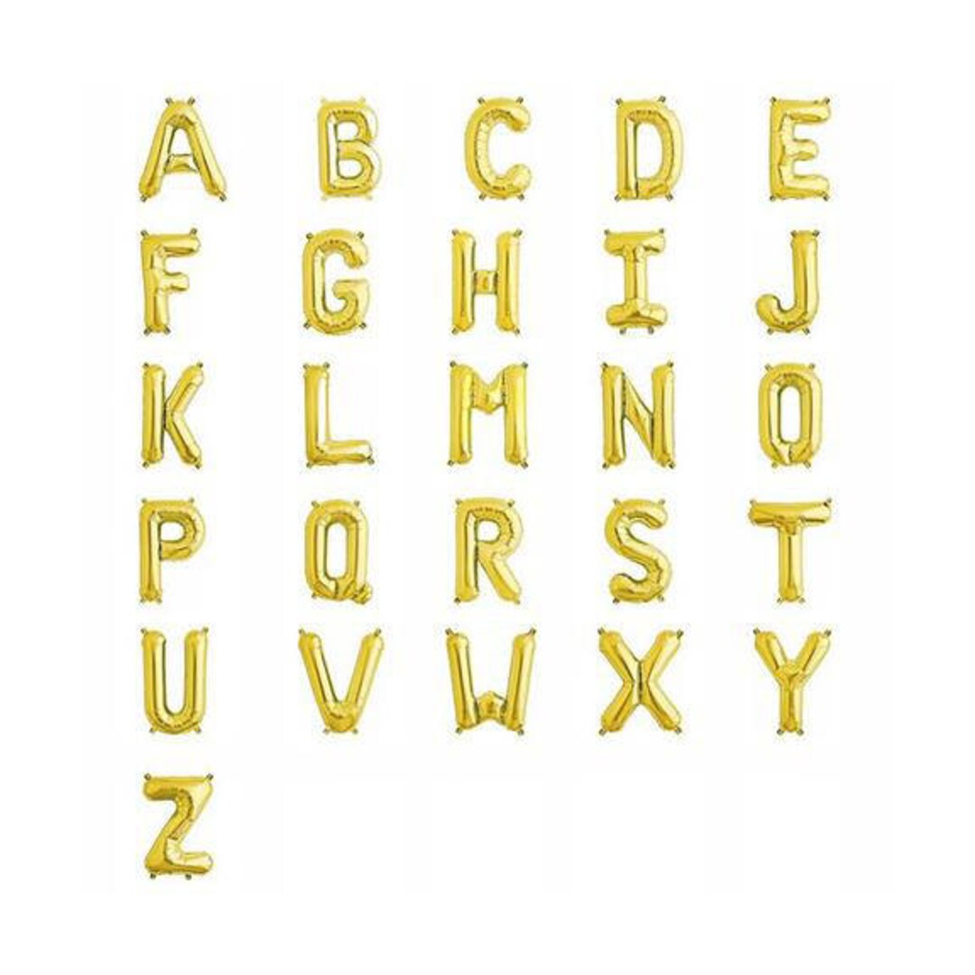 16" Gold Letter & Number Balloons - Air Fill Balloon - CUSTOM Balloon ...