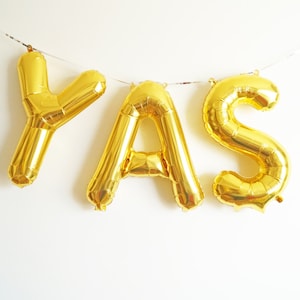 YAS Letter Balloon Banner - 16" Air Fill Balloons - Yas Queen Kween ...