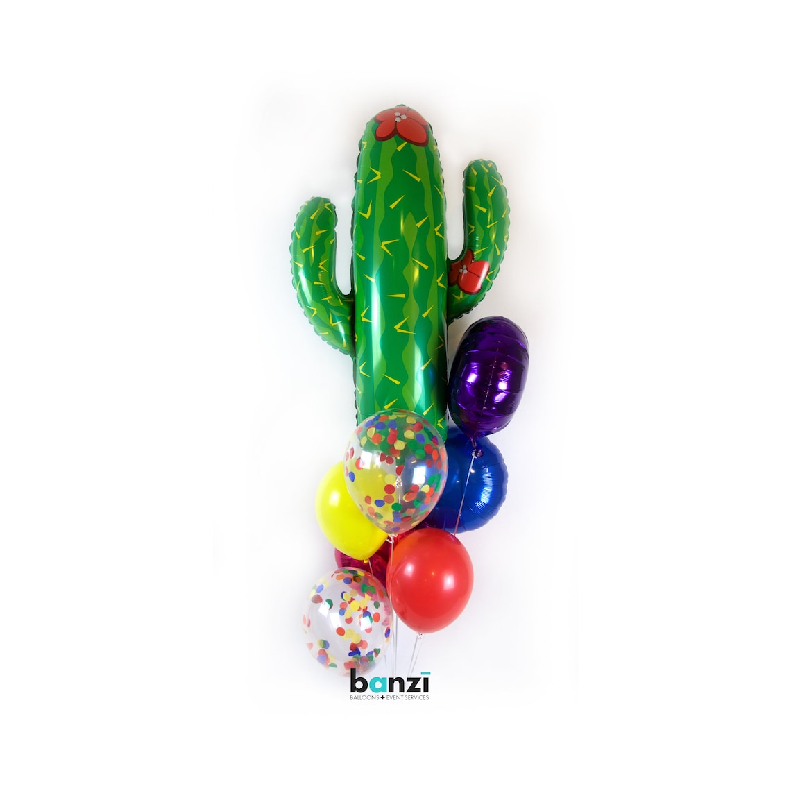 Cactus Balloon Bouquet - Confetti Balloon Bundle Fiesta Balloons ...