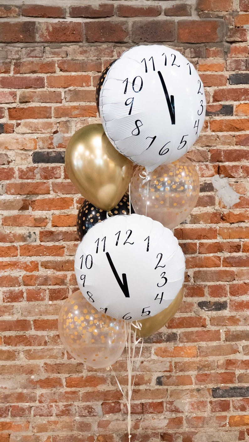 NYE Clock Countdown Confetti Balloon Bouquet Balloon Bundle - Etsy