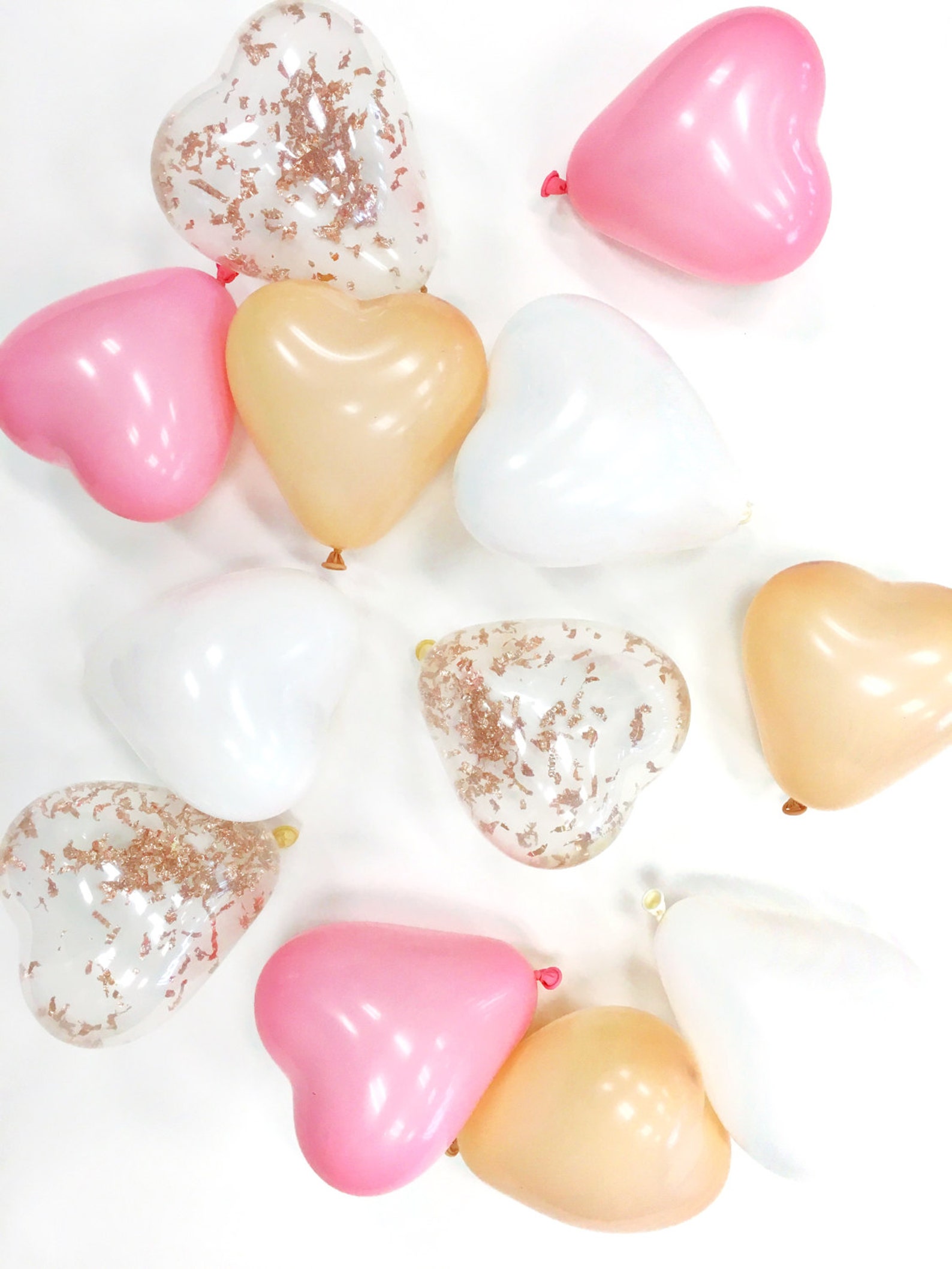 Mini Heart Latex Balloons 5 Inch Air Fill - Rose Gold Confetti Pink ...