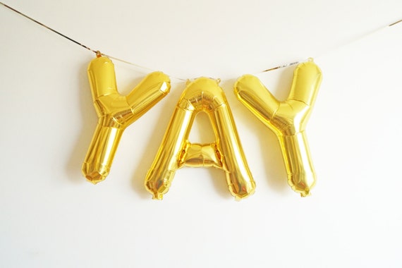 YAY Letter Balloon Banner 16 Air Fill Cheers Hooray | Etsy