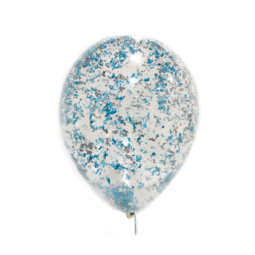 Metallic Silver Turquoise Confetti Balloons - 11 16 24 36 Inch Size ...