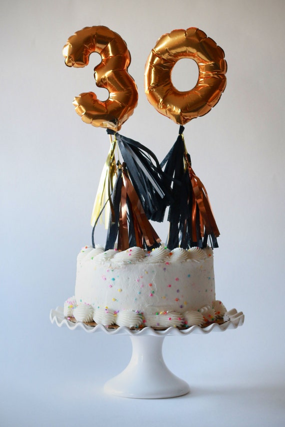 Mini Gold Foil Mylar Balloon With Tassels Cake Topper Table Number Etsy UK