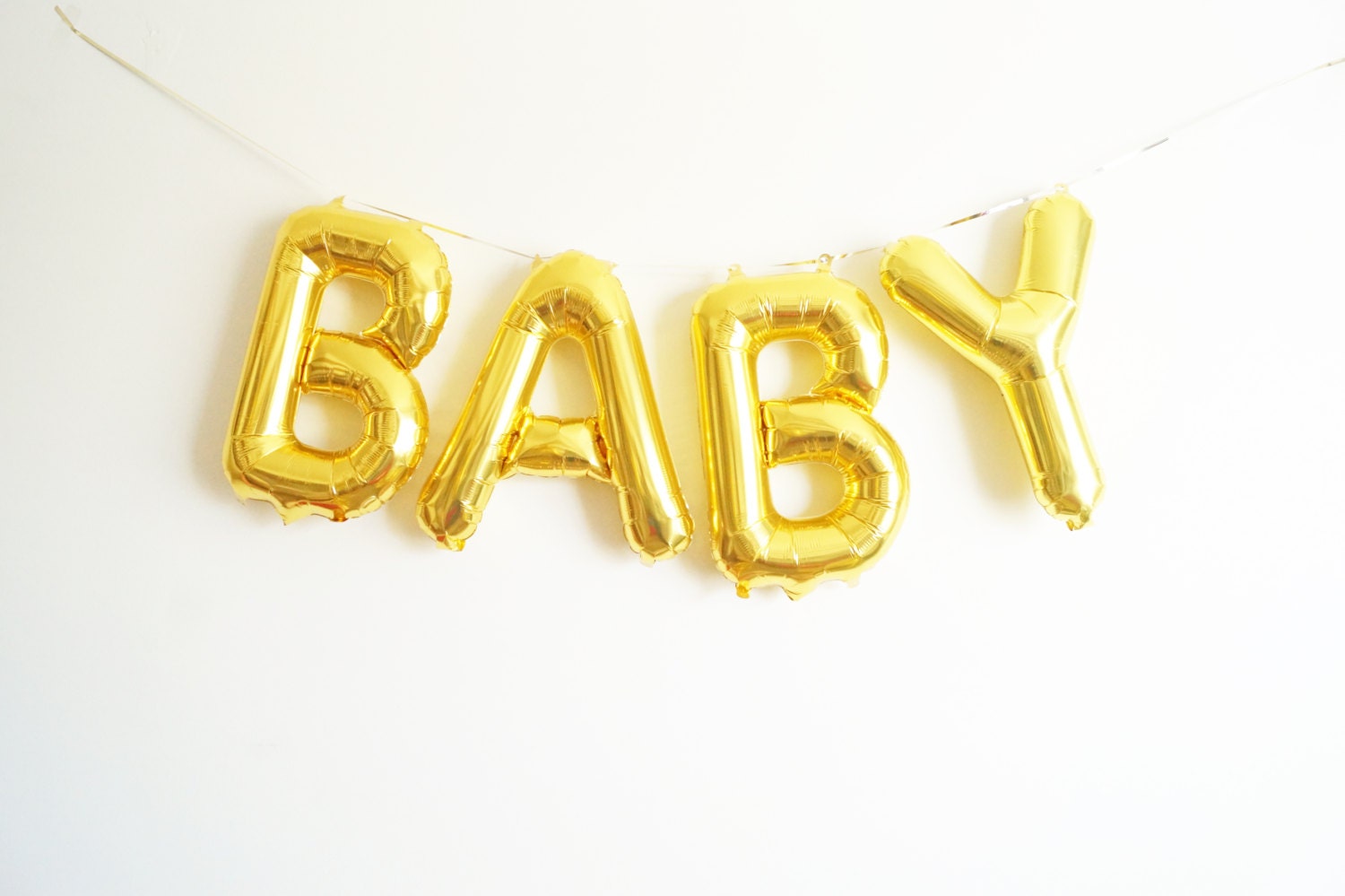 16" BABY Letter Balloon Banner - Baby Shower Gender Reveal - Gold Blue ...