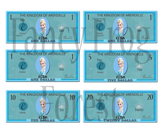 Printable Elsa From Frozen Play Money Pack Instant Download - Etsy
