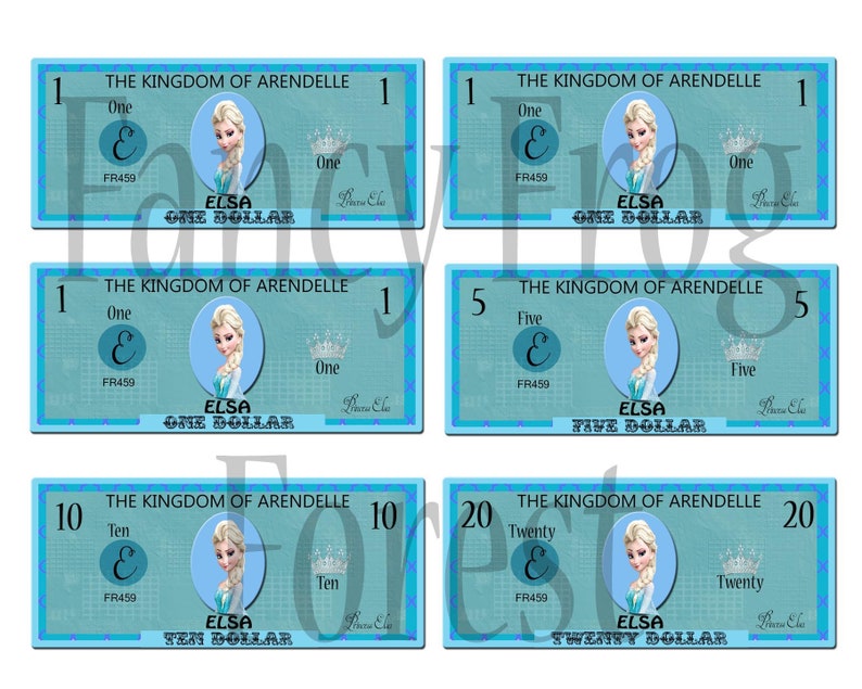 Printable Elsa From Frozen Play Money Pack Instant Download JPEG Reward ...