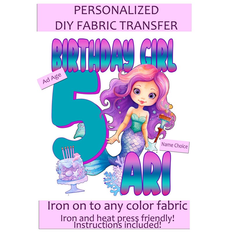 Mermaid Transfer - Etsy