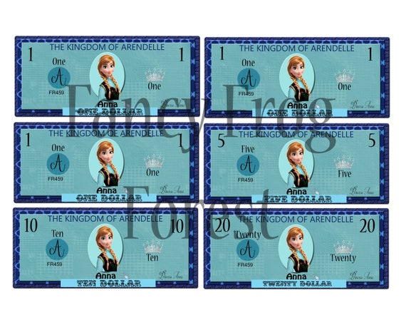 Printable Anna From Frozen Play Money Pack Instant Download - Etsy