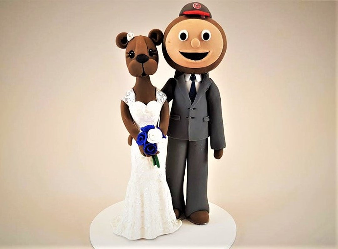 Dressed Nittany Lion & Brutus the Buckeye Custom Wedding Cake Topper - Etsy