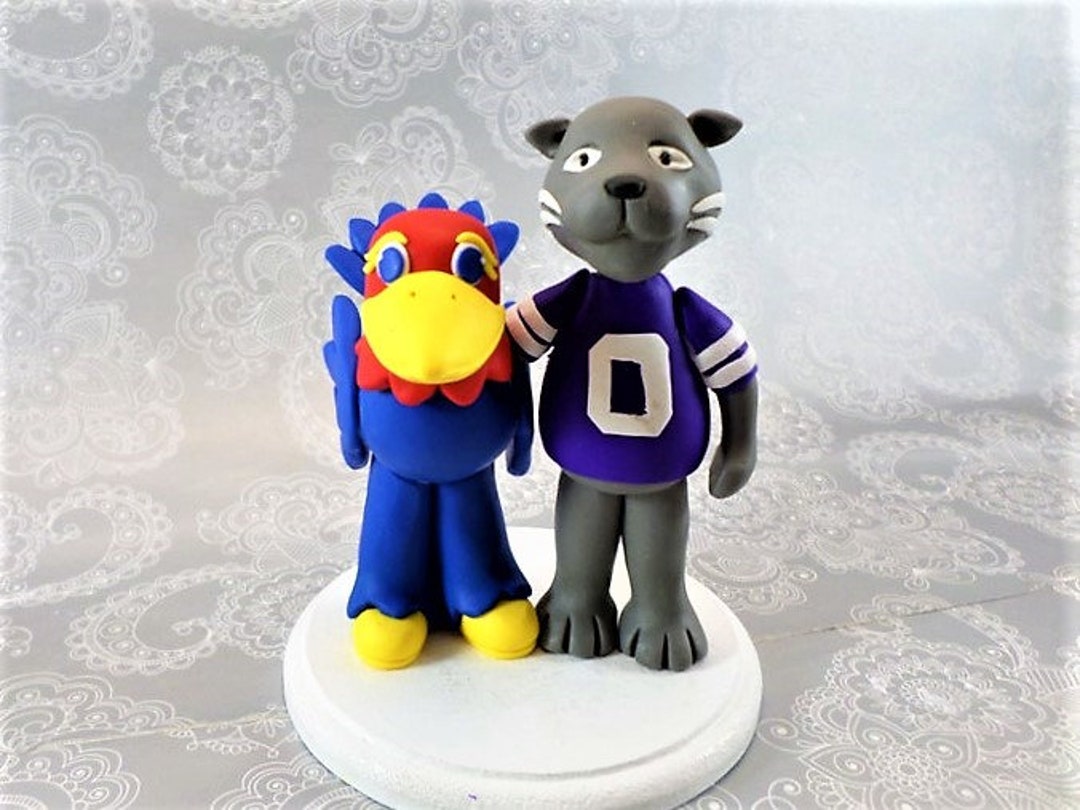 Jayhawk & Wildcat Mascots Personalized Wedding Cake Topper - Etsy