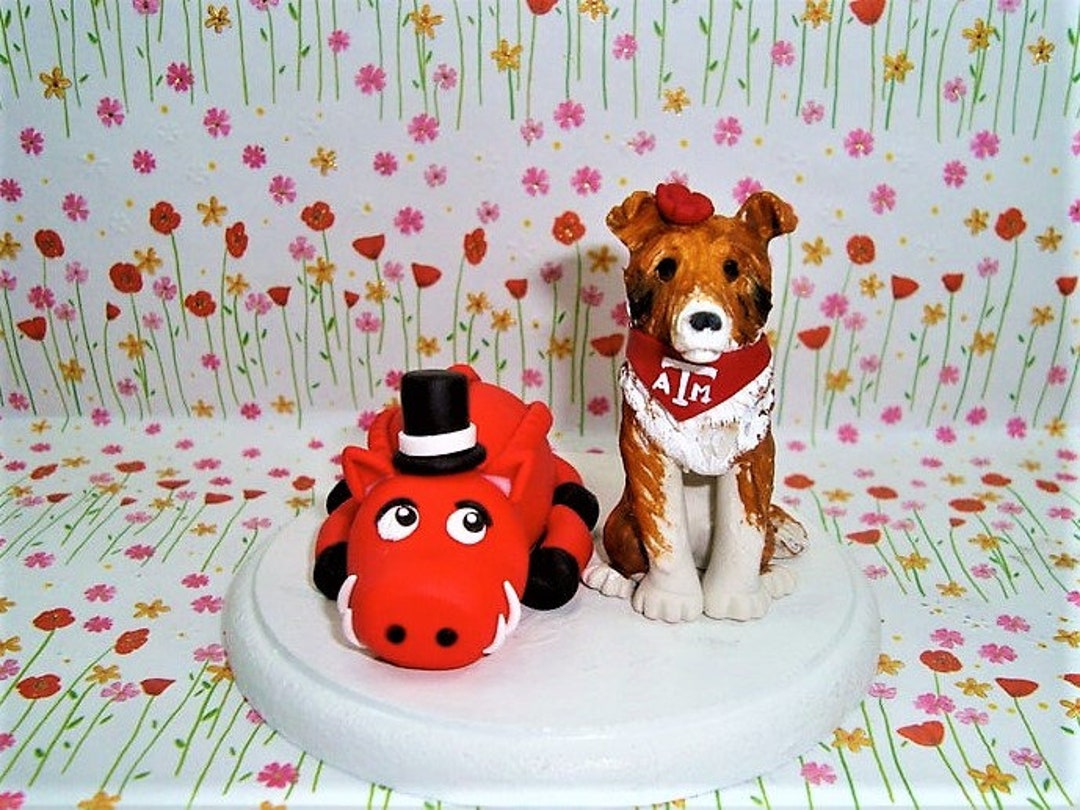 Personalized Razorback & Dog Wedding Cake Topper - Etsy