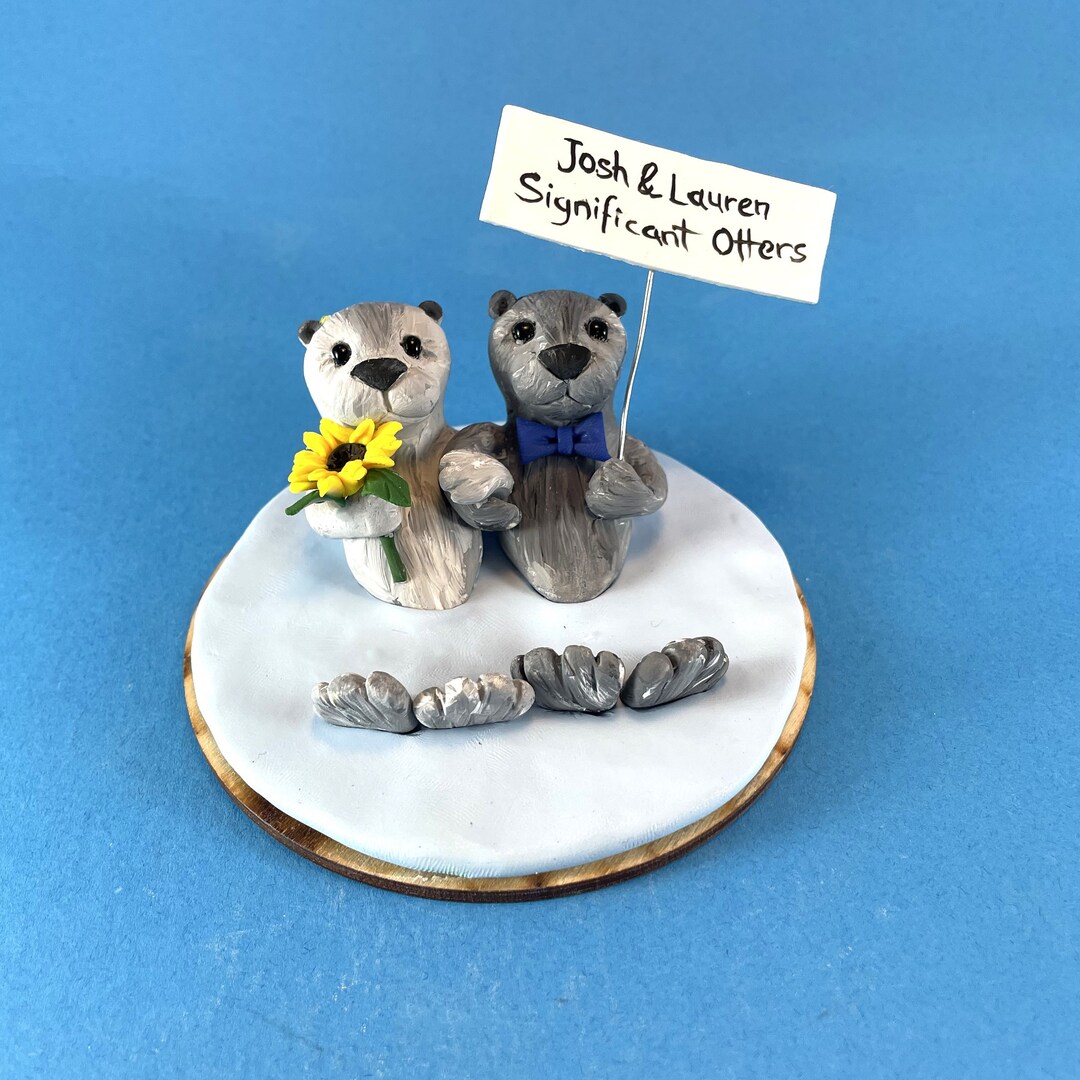 Custom Made Otter Cake Topper, Otters Figurines, Bride and Groom Otters ...