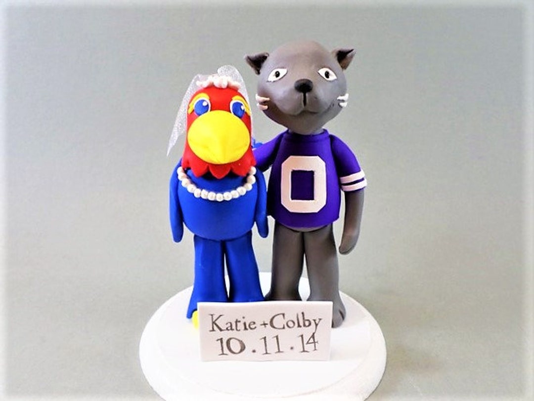 Jayhawk & Wildcat Customized Wedding Cake Topper - Etsy
